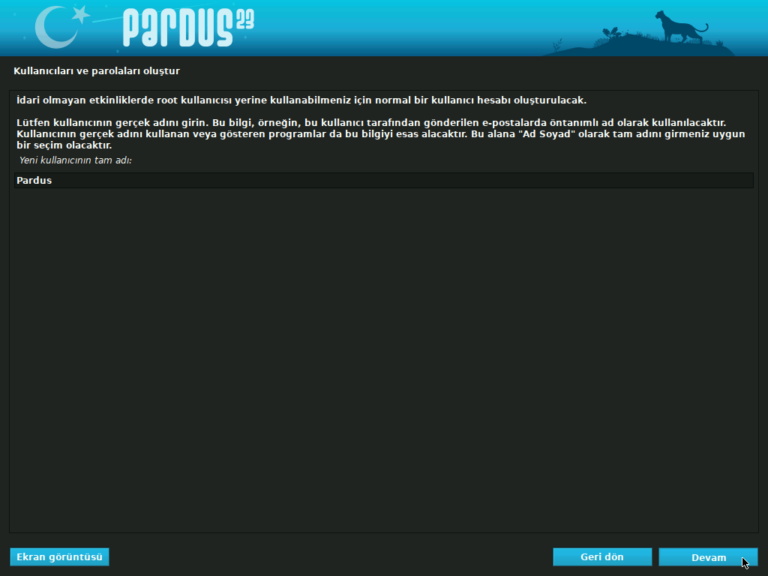 Pardus 23 Grafik arayüzü ile kurulum – Pardus – TÜBİTAK ULAKBİM